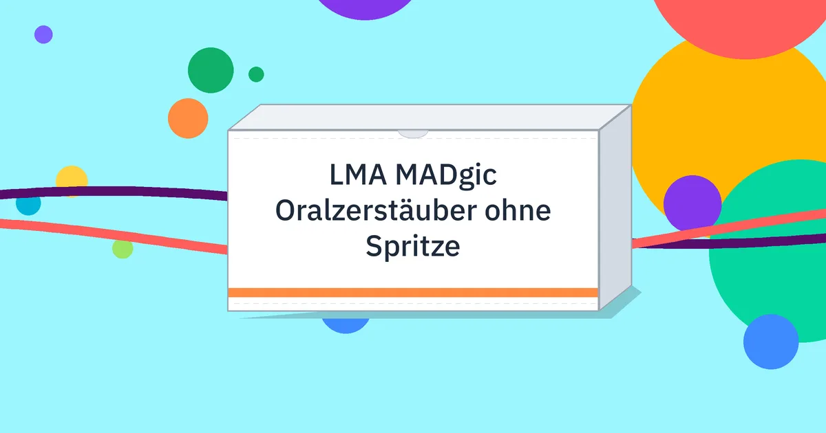 Symbolbild: Packung mit der Aufschrift LMA MADgic Oralzerstäuber ohne Spritze (PZN 11089641) – Verfügbarkeit und Bezug in Apotheken in Frankfurt am Main