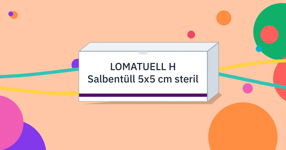 Symbolbild: Packung mit der Aufschrift LOMATUELL H Salbentüll 5x5 cm steril (PZN 19990614) – Verfügbarkeit und Bezug in Apotheken in Frankfurt am Main