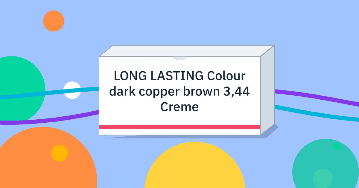 Symbolbild: Packung mit der Aufschrift LONG LASTING Colour dark copper brown 3,44 Creme (PZN 02129666) – Verfügbarkeit und Bezug in Apotheken in Frankfurt am Main