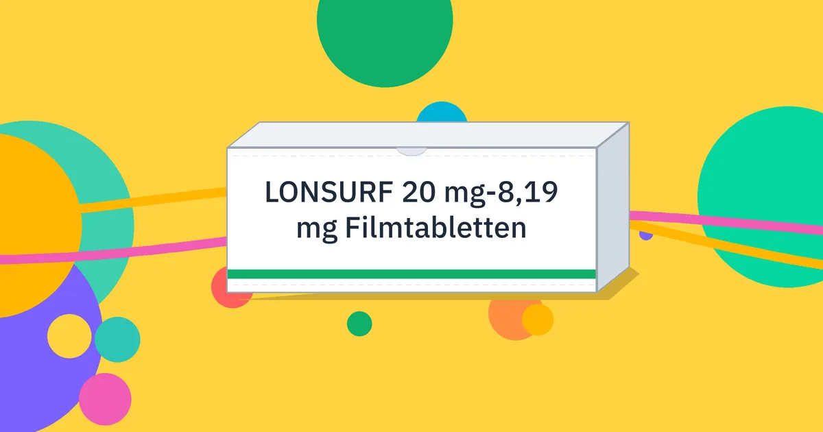 Symbolbild: Packung mit der Aufschrift LONSURF 20 mg-8,19 mg Filmtabletten (PZN 18374379) – Verfügbarkeit und Bezug in Apotheken in Frankfurt am Main