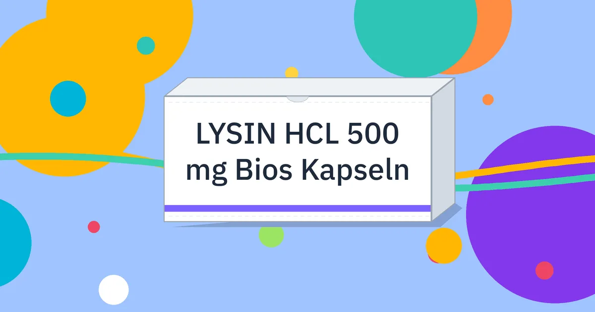 Symbolbild: Packung mit der Aufschrift LYSIN HCL 500 mg Bios Kapseln (PZN 10523495) – Verfügbarkeit und Bezug in Apotheken in Frankfurt am Main