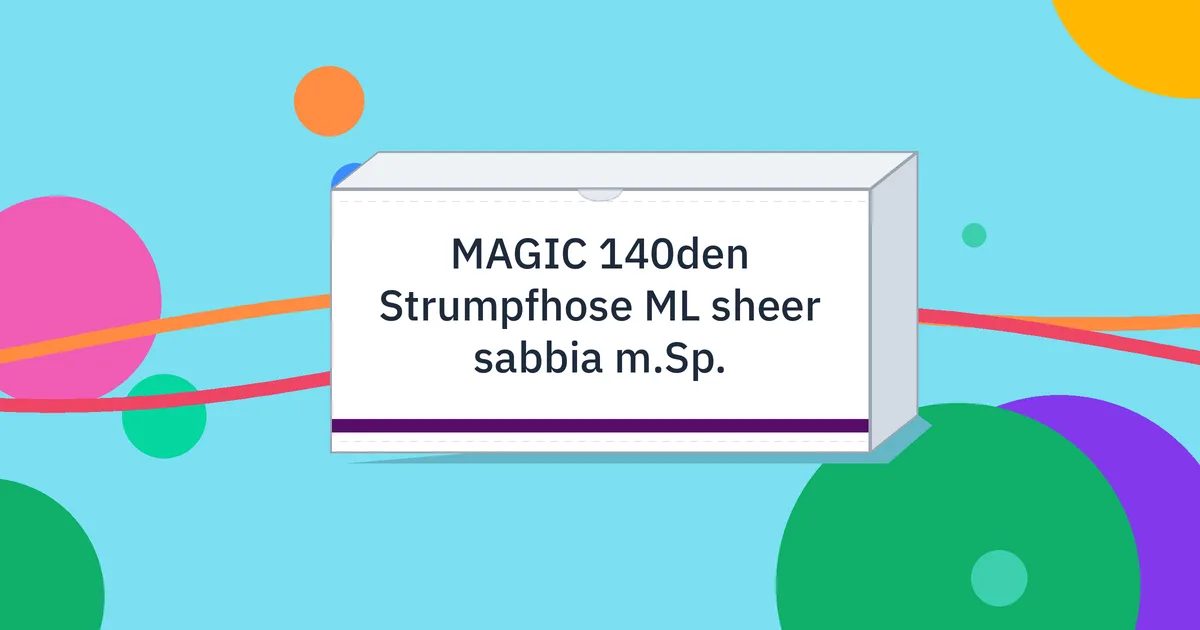 Symbolbild: Packung mit der Aufschrift MAGIC 140den Strumpfhose ML sheer sabbia m.Sp. (PZN 16181788) – Verfügbarkeit und Bezug in Apotheken in Frankfurt am Main