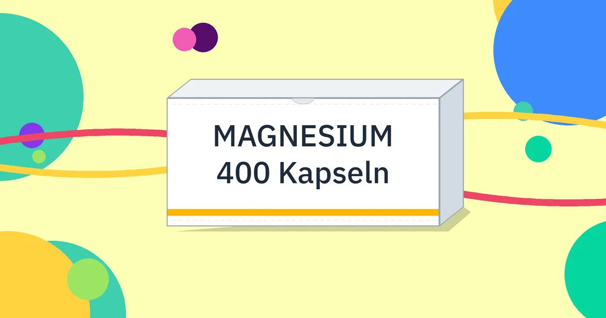 Symbolbild: Packung mit der Aufschrift MAGNESIUM 400 Kapseln (PZN 01389566) – Verfügbarkeit und Bezug in Apotheken in Frankfurt am Main