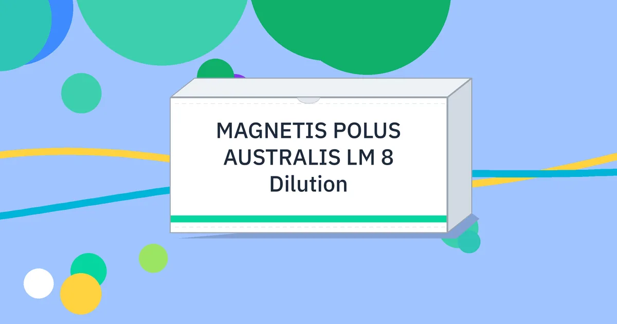 Symbolbild: Packung mit der Aufschrift MAGNETIS POLUS AUSTRALIS LM 8 Dilution (PZN 12941363) – Verfügbarkeit und Bezug in Apotheken in Frankfurt am Main