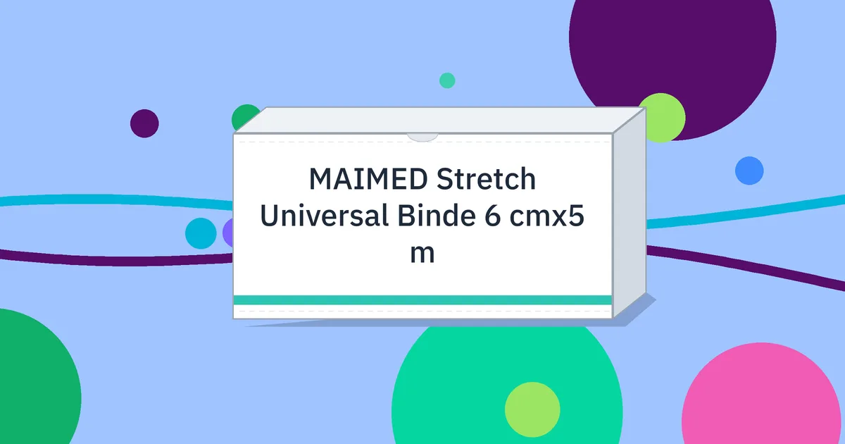 Symbolbild: Packung mit der Aufschrift MAIMED Stretch Universal Binde 6 cmx5 m (PZN 04780360) – Verfügbarkeit und Bezug in Apotheken in Frankfurt am Main