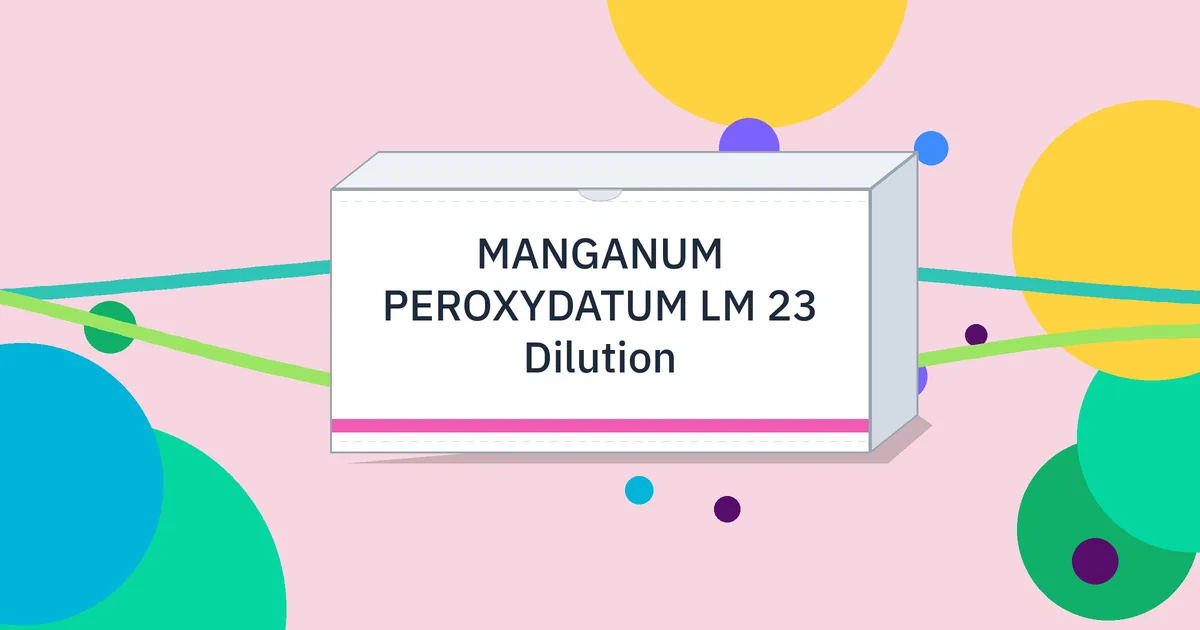 Symbolbild: Packung mit der Aufschrift MANGANUM PEROXYDATUM LM 23 Dilution (PZN 12945220) – Verfügbarkeit und Bezug in Apotheken in Frankfurt am Main