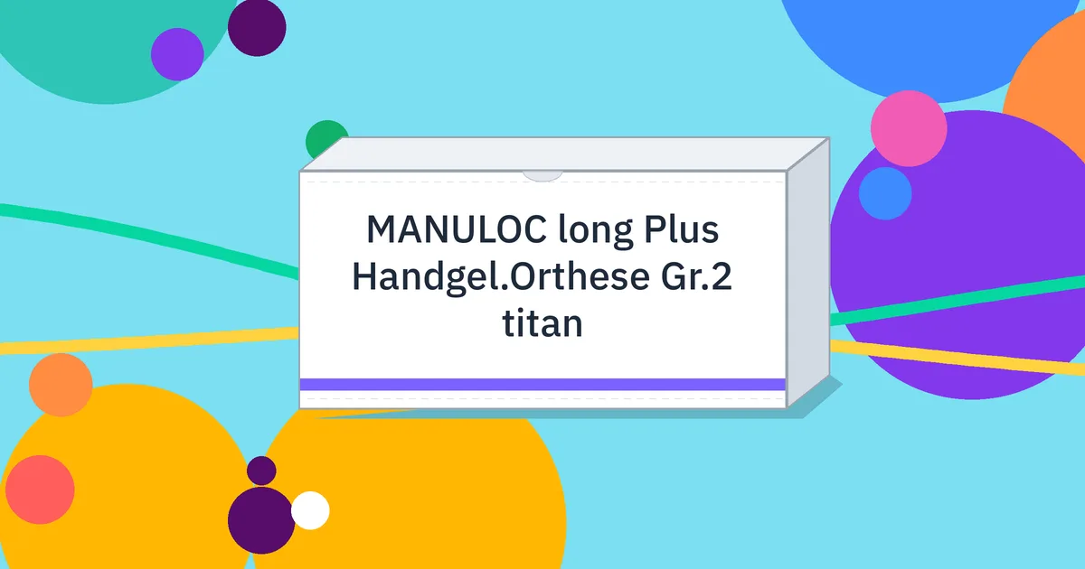 Symbolbild: Packung mit der Aufschrift MANULOC long Plus Handgel.Orthese Gr.2 titan (PZN 11639538) – Verfügbarkeit und Bezug in Apotheken in Frankfurt am Main