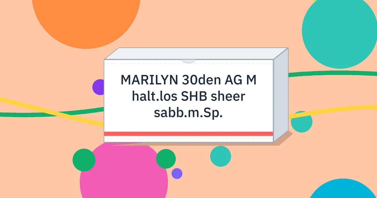 Symbolbild: Packung mit der Aufschrift MARILYN 30den AG M halt.los SHB sheer sabb.m.Sp. (PZN 16186308) – Verfügbarkeit und Bezug in Apotheken in Frankfurt am Main