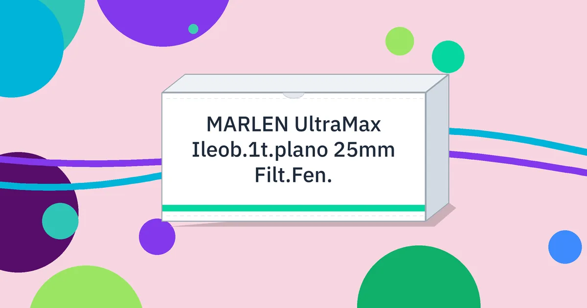 Symbolbild: Packung mit der Aufschrift MARLEN UltraMax Ileob.1t.plano 25mm Filt.Fen. (PZN 10741111) – Verfügbarkeit und Bezug in Apotheken in Frankfurt am Main