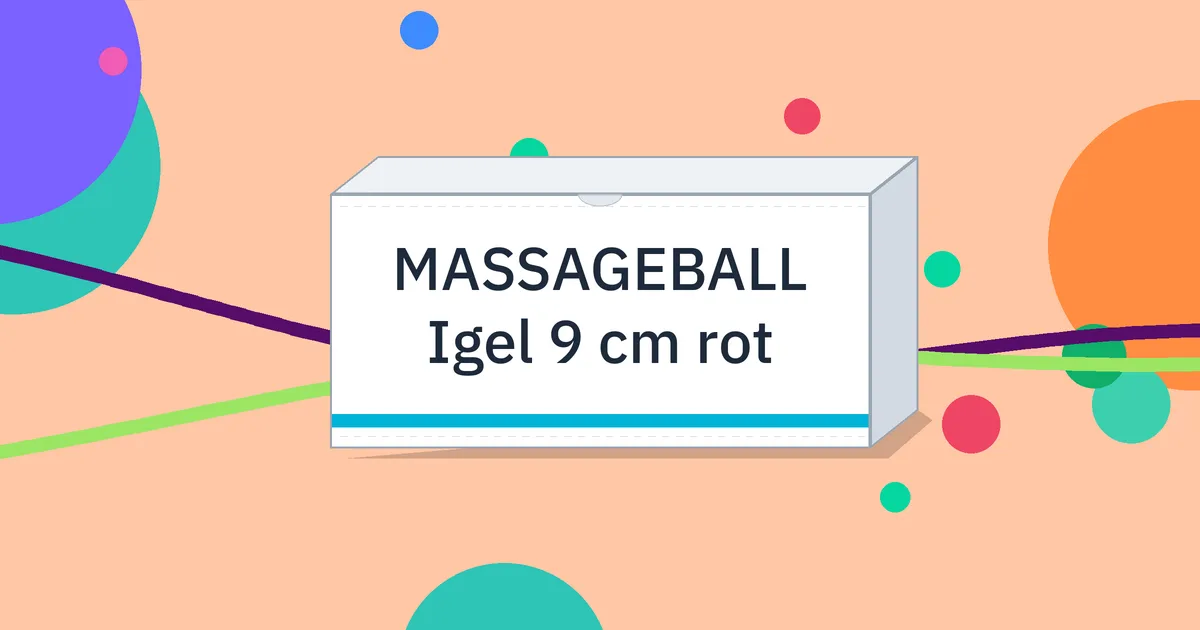 Symbolbild: Packung mit der Aufschrift MASSAGEBALL Igel 9 cm rot (PZN 04849175) – Verfügbarkeit und Bezug in Apotheken in Frankfurt am Main