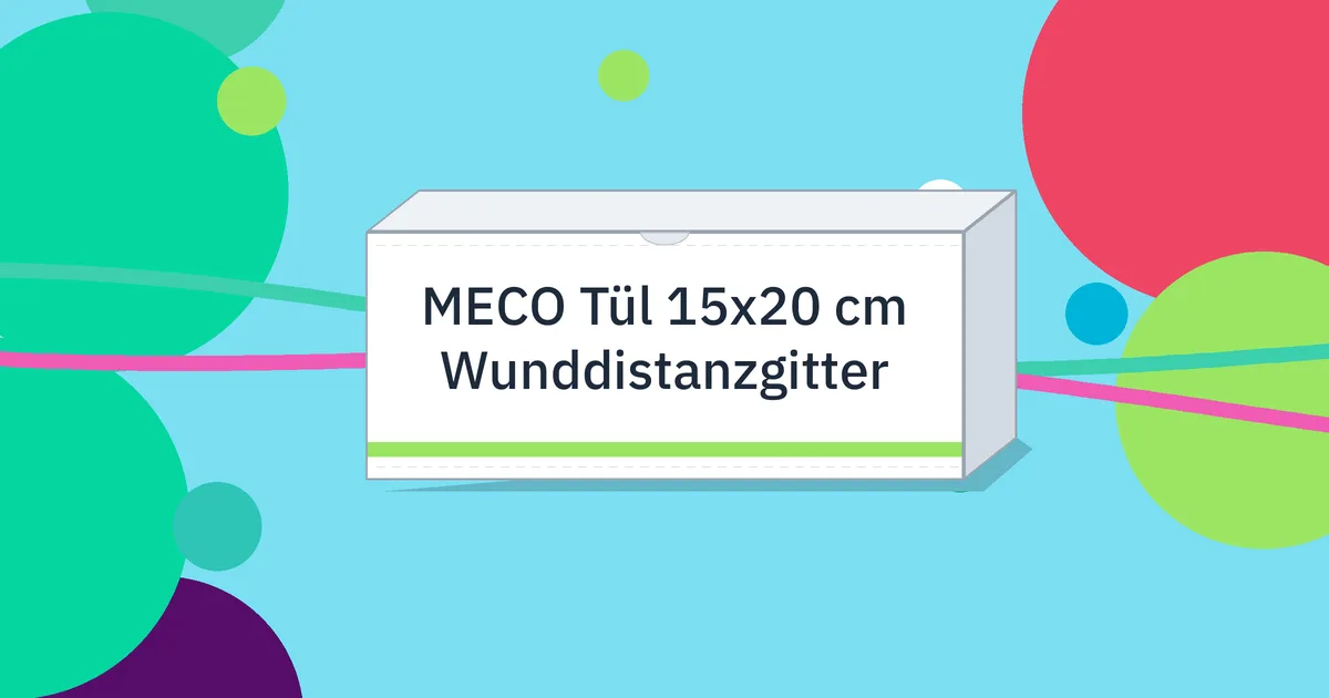 Symbolbild: Packung mit der Aufschrift MECO Tül 15x20 cm Wunddistanzgitter (PZN 20271729) – Verfügbarkeit und Bezug in Apotheken in Frankfurt am Main