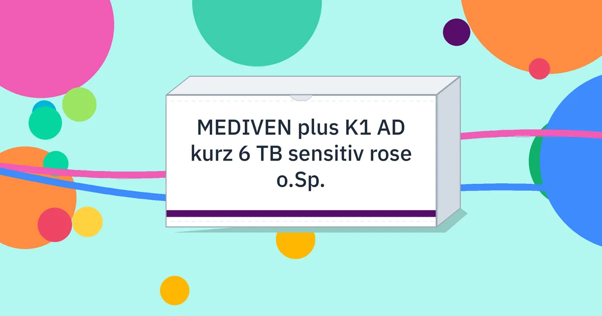 Symbolbild: Packung mit der Aufschrift MEDIVEN plus K1 AD kurz 6 TB sensitiv rose o.Sp. (PZN 15053462) – Verfügbarkeit und Bezug in Apotheken in Frankfurt am Main