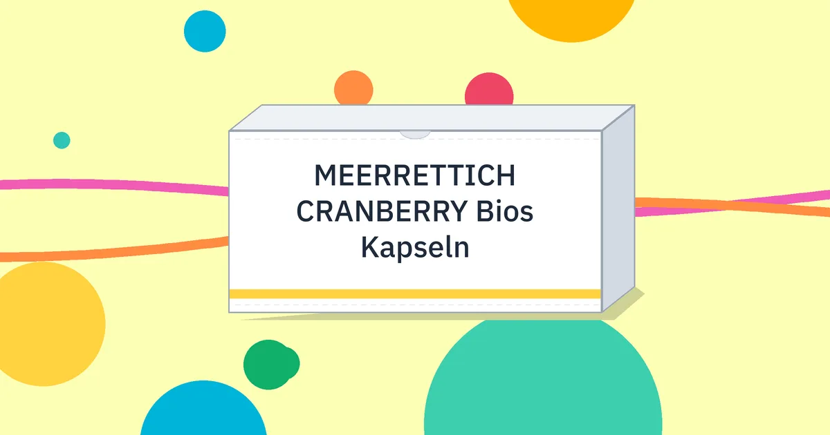 Symbolbild: Packung mit der Aufschrift MEERRETTICH CRANBERRY Bios Kapseln (PZN 10265219) – Verfügbarkeit und Bezug in Apotheken in Frankfurt am Main
