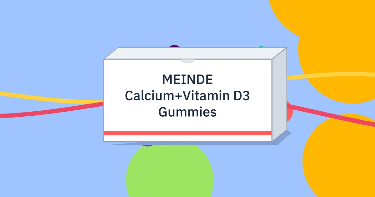 Symbolbild: Packung mit der Aufschrift MEINDE Calcium+Vitamin D3 Gummies (PZN 20107504) – Verfügbarkeit und Bezug in Apotheken in Frankfurt am Main