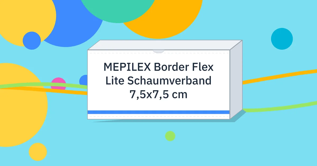 Symbolbild: Packung mit der Aufschrift MEPILEX Border Flex Lite Schaumverband 7,5x7,5 cm (PZN 19859417) – Verfügbarkeit und Bezug in Apotheken in Frankfurt am Main