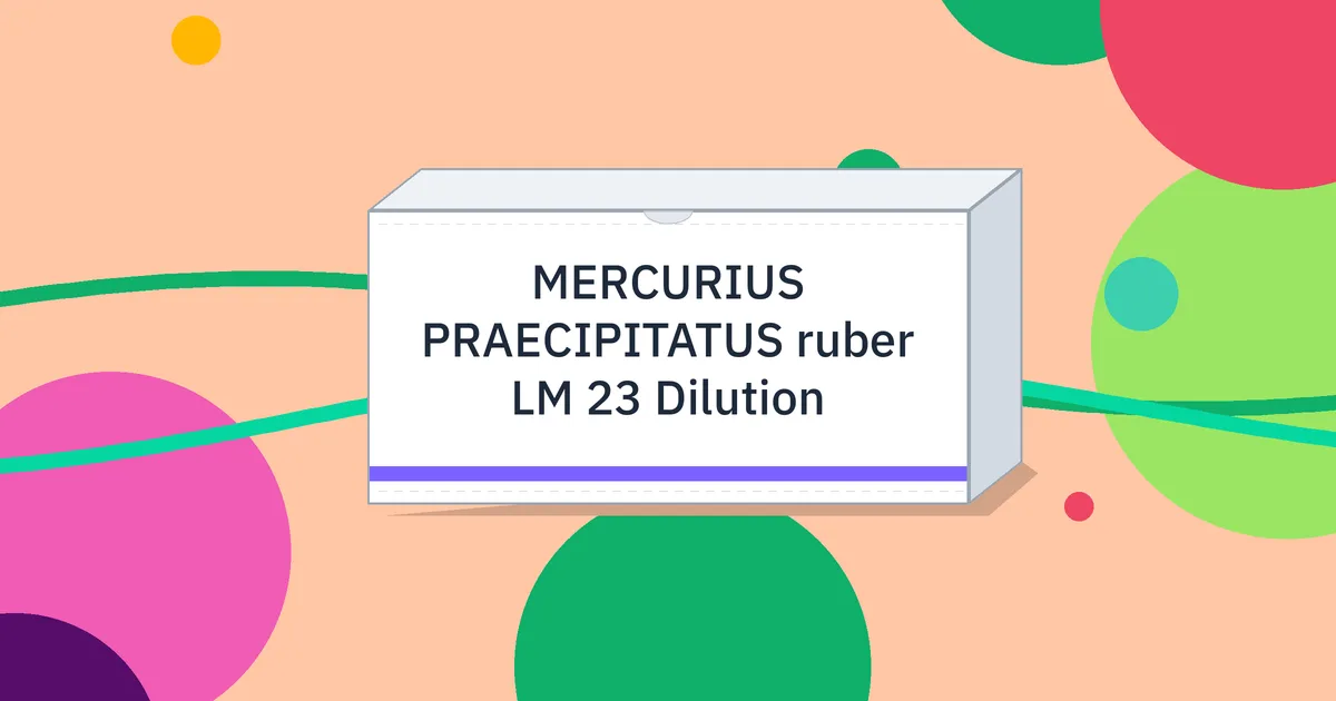 Symbolbild: Packung mit der Aufschrift MERCURIUS PRAECIPITATUS ruber LM 23 Dilution (PZN 12953283) – Verfügbarkeit und Bezug in Apotheken in Frankfurt am Main