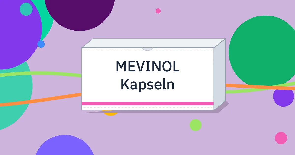 Symbolbild: Packung mit der Aufschrift MEVINOL Kapseln (PZN 12554235) – Verfügbarkeit und Bezug in Apotheken in Frankfurt am Main