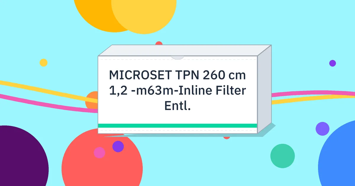 Symbolbild: Packung mit der Aufschrift MICROSET TPN 260 cm 1,2 -m63m-Inline Filter Entl. (PZN 19283710) – Verfügbarkeit und Bezug in Apotheken in Frankfurt am Main
