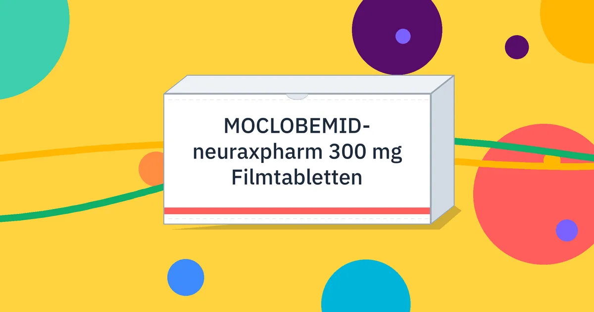 Symbolbild: Packung mit der Aufschrift MOCLOBEMID-neuraxpharm 300 mg Filmtabletten (PZN 06621430) – Verfügbarkeit und Bezug in Apotheken in Frankfurt am Main