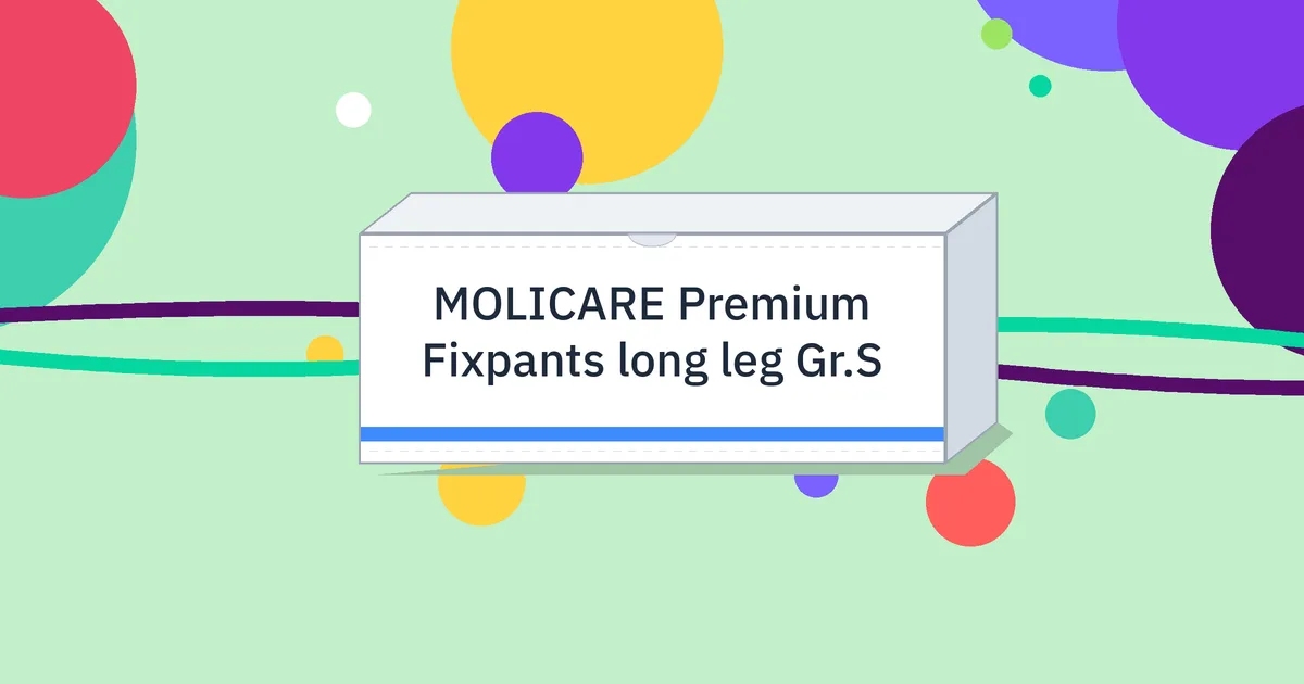 Symbolbild: Packung mit der Aufschrift MOLICARE Premium Fixpants long leg Gr.S (PZN 14442428) – Verfügbarkeit und Bezug in Apotheken in Frankfurt am Main