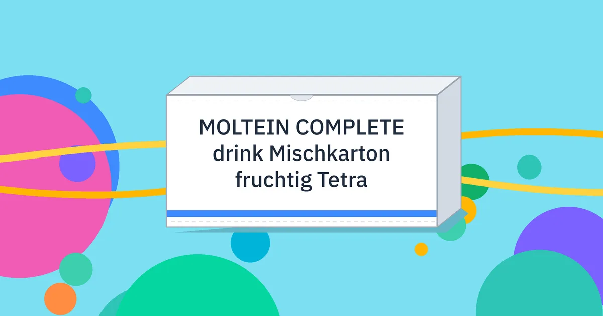 Symbolbild: Packung mit der Aufschrift MOLTEIN COMPLETE drink Mischkarton fruchtig Tetra (PZN 20333873) – Verfügbarkeit und Bezug in Apotheken in Frankfurt am Main