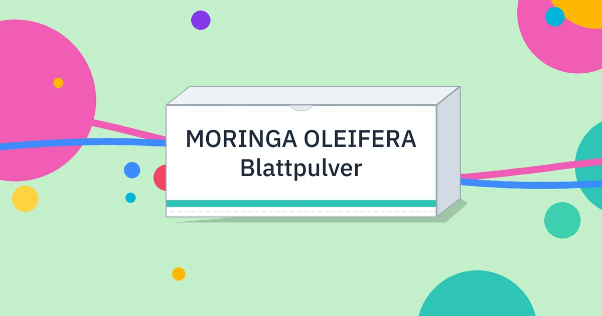 Symbolbild: Packung mit der Aufschrift MORINGA OLEIFERA Blattpulver (PZN 01569446) – Verfügbarkeit und Bezug in Apotheken in Frankfurt am Main