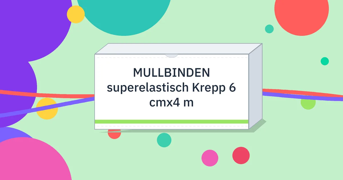 Symbolbild: Packung mit der Aufschrift MULLBINDEN superelastisch Krepp 6 cmx4 m (PZN 01652555) – Verfügbarkeit und Bezug in Apotheken in Frankfurt am Main