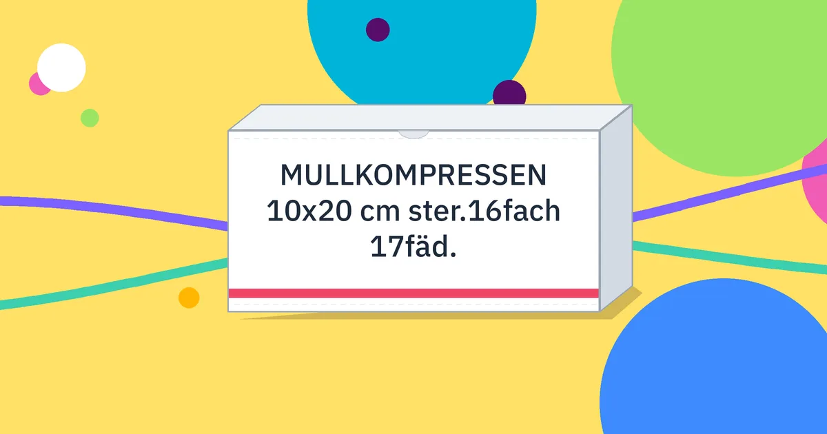 Symbolbild: Packung mit der Aufschrift MULLKOMPRESSEN 10x20 cm ster.16fach 17fäd. (PZN 06931544) – Verfügbarkeit und Bezug in Apotheken in Frankfurt am Main