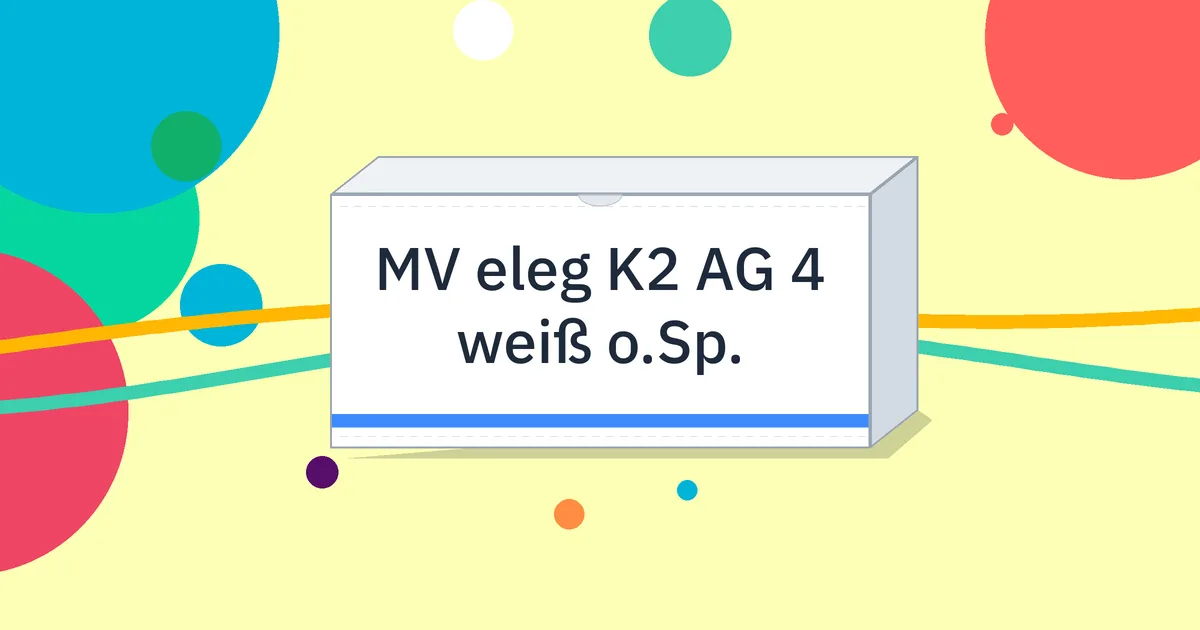 Symbolbild: Packung mit der Aufschrift MV eleg K2 AG 4 weiß o.Sp. (PZN 00342516) – Verfügbarkeit und Bezug in Apotheken in Frankfurt am Main