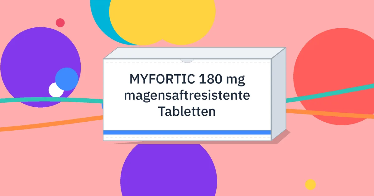 Symbolbild: Packung mit der Aufschrift MYFORTIC 180 mg magensaftresistente Tabletten (PZN 17845693) – Verfügbarkeit und Bezug in Apotheken in Frankfurt am Main