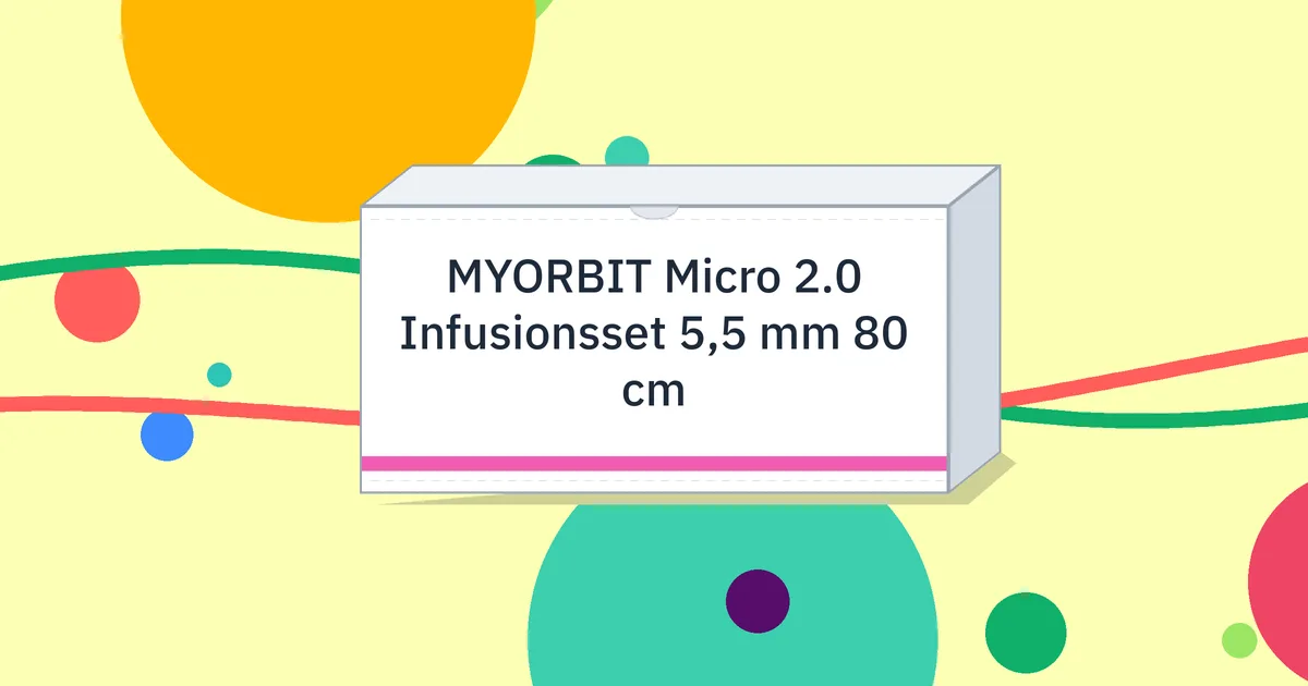 Symbolbild: Packung mit der Aufschrift MYORBIT Micro 2.0 Infusionsset 5,5 mm 80 cm (PZN 20294742) – Verfügbarkeit und Bezug in Apotheken in Frankfurt am Main