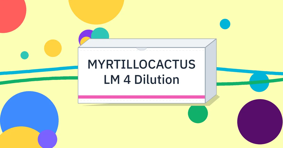 Symbolbild: Packung mit der Aufschrift MYRTILLOCACTUS LM 4 Dilution (PZN 13612928) – Verfügbarkeit und Bezug in Apotheken in Frankfurt am Main