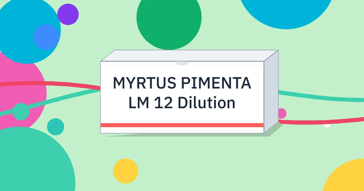 Symbolbild: Packung mit der Aufschrift MYRTUS PIMENTA LM 12 Dilution (PZN 13614442) – Verfügbarkeit und Bezug in Apotheken in Frankfurt am Main