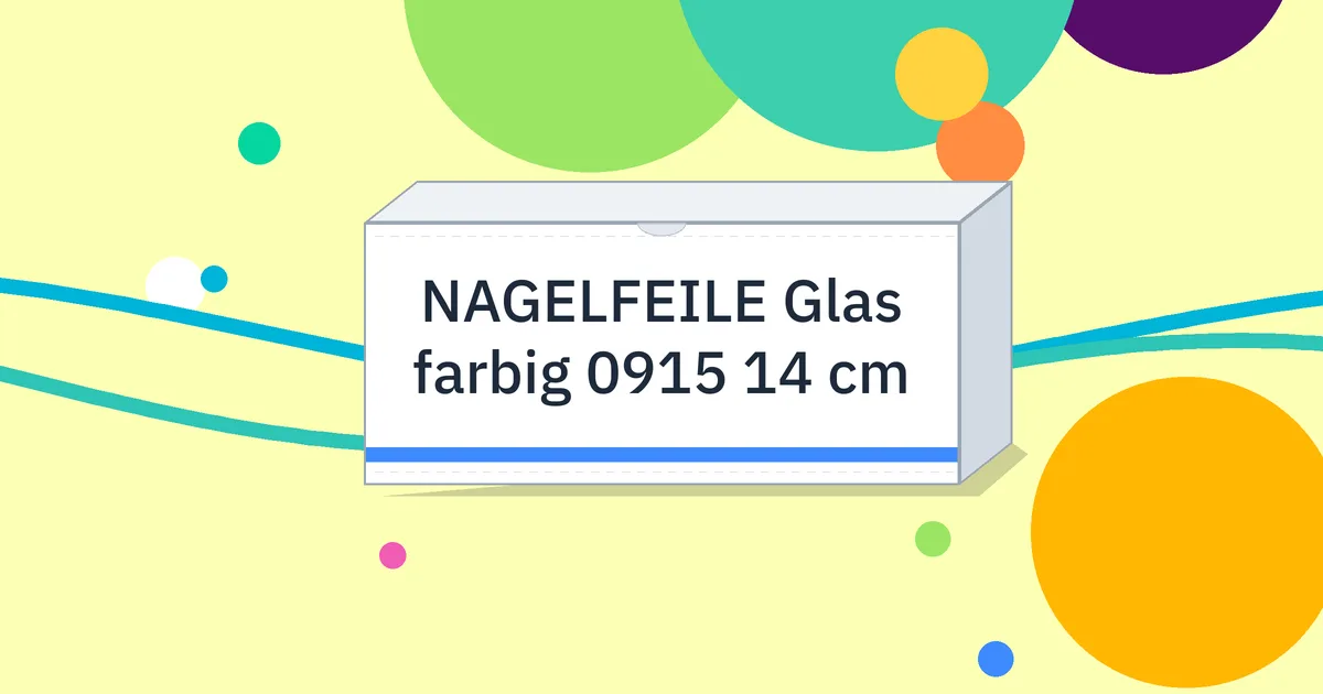Symbolbild: Packung mit der Aufschrift NAGELFEILE Glas farbig 0915 14 cm (PZN 11023990) – Verfügbarkeit und Bezug in Apotheken in Frankfurt am Main