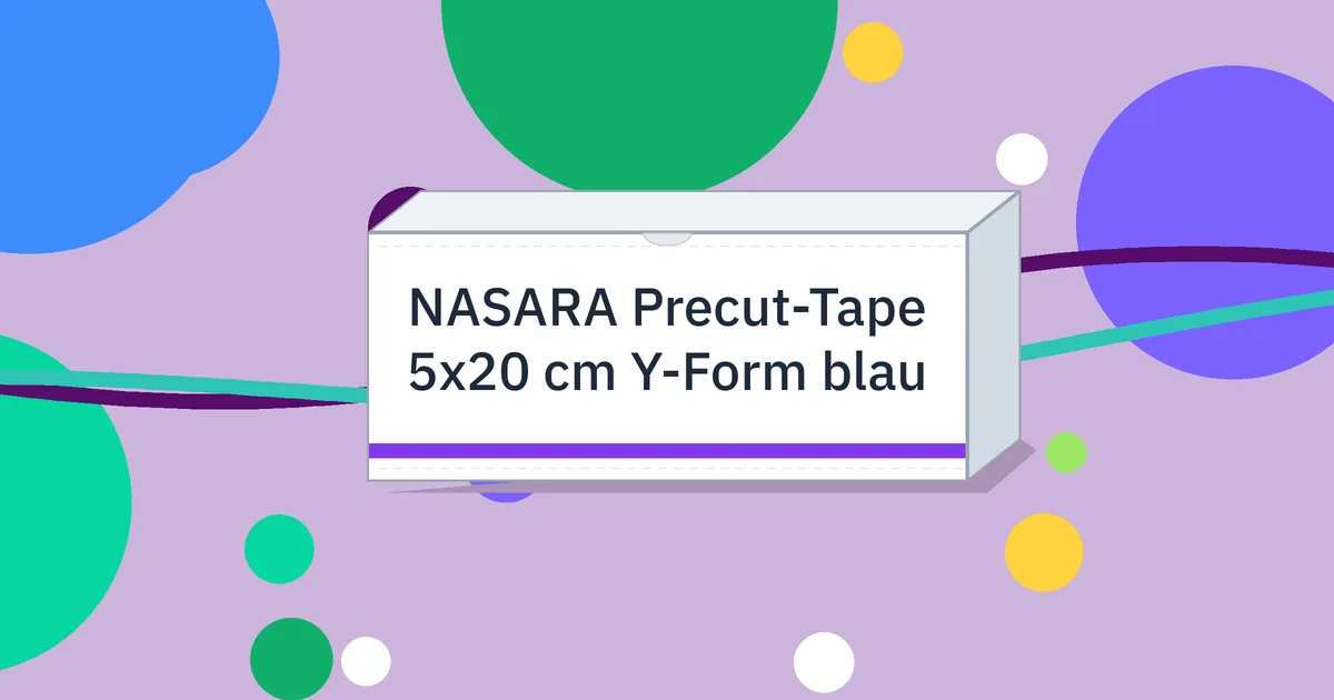 Symbolbild: Packung mit der Aufschrift NASARA Precut-Tape 5x20 cm Y-Form blau (PZN 10315503) – Verfügbarkeit und Bezug in Apotheken in Frankfurt am Main