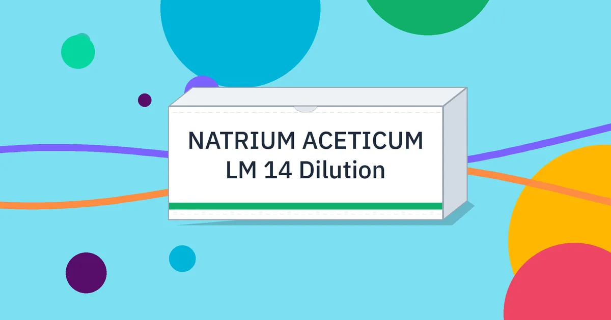 Symbolbild: Packung mit der Aufschrift NATRIUM ACETICUM LM 14 Dilution (PZN 12958961) – Verfügbarkeit und Bezug in Apotheken in Frankfurt am Main