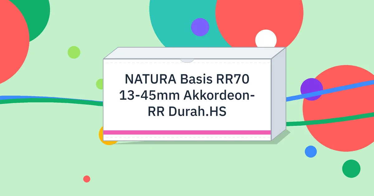 Symbolbild: Packung mit der Aufschrift NATURA Basis RR70 13-45mm Akkordeon-RR Durah.HS (PZN 11096322) – Verfügbarkeit und Bezug in Apotheken in Frankfurt am Main