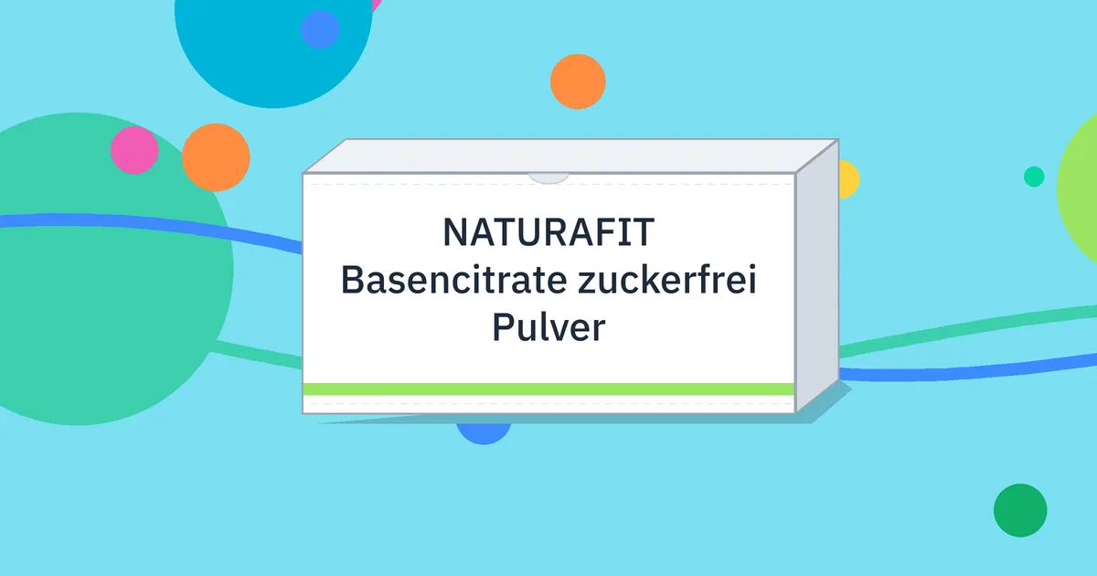 Symbolbild: Packung mit der Aufschrift NATURAFIT Basencitrate zuckerfrei Pulver (PZN 10123399) – Verfügbarkeit und Bezug in Apotheken in Frankfurt am Main