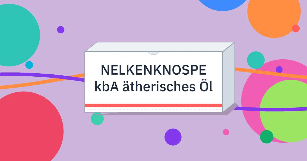 Symbolbild: Packung mit der Aufschrift NELKENKNOSPE kbA ätherisches Öl (PZN 00721159) – Verfügbarkeit und Bezug in Apotheken in Frankfurt am Main