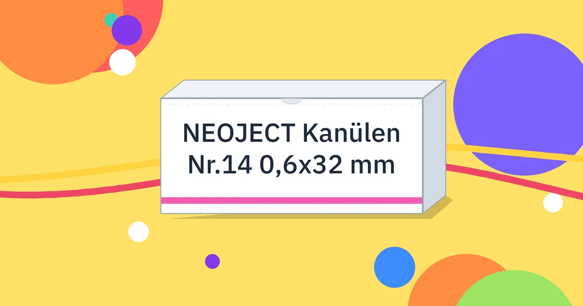 Symbolbild: Packung mit der Aufschrift NEOJECT Kanülen Nr.14 0,6x32 mm (PZN 03043197) – Verfügbarkeit und Bezug in Apotheken in Frankfurt am Main