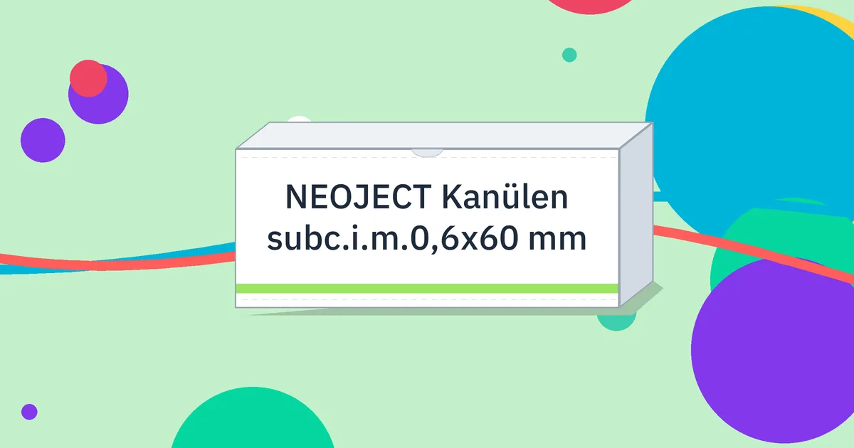Symbolbild: Packung mit der Aufschrift NEOJECT Kanülen subc.i.m.0,6x60 mm (PZN 03523827) – Verfügbarkeit und Bezug in Apotheken in Frankfurt am Main