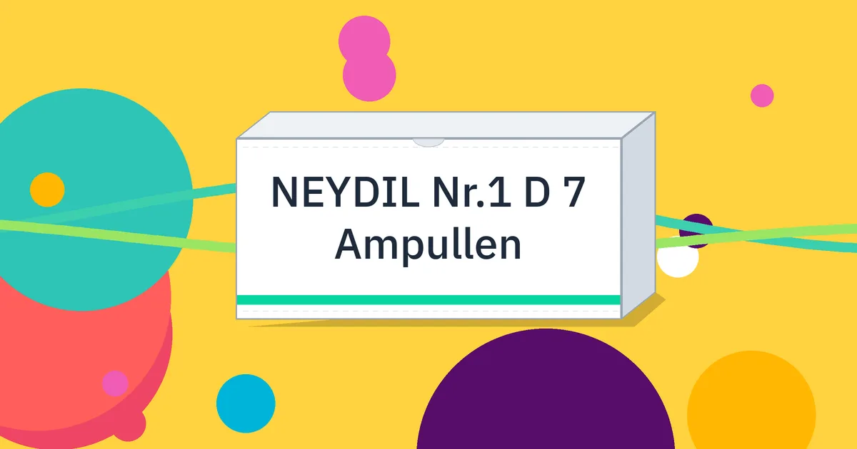 Symbolbild: Packung mit der Aufschrift NEYDIL Nr.1 D 7 Ampullen (PZN 06486386) – Verfügbarkeit und Bezug in Apotheken in Frankfurt am Main