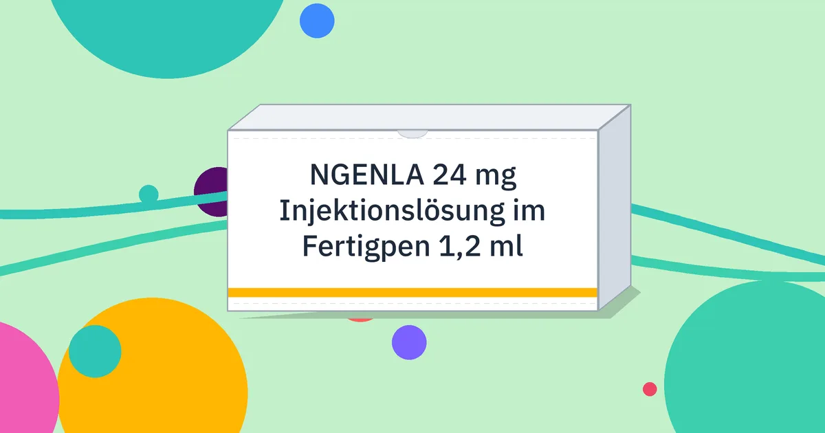 Symbolbild: Packung mit der Aufschrift NGENLA 24 mg Injektionslösung im Fertigpen 1,2 ml (PZN 17591695) – Verfügbarkeit und Bezug in Apotheken in Frankfurt am Main