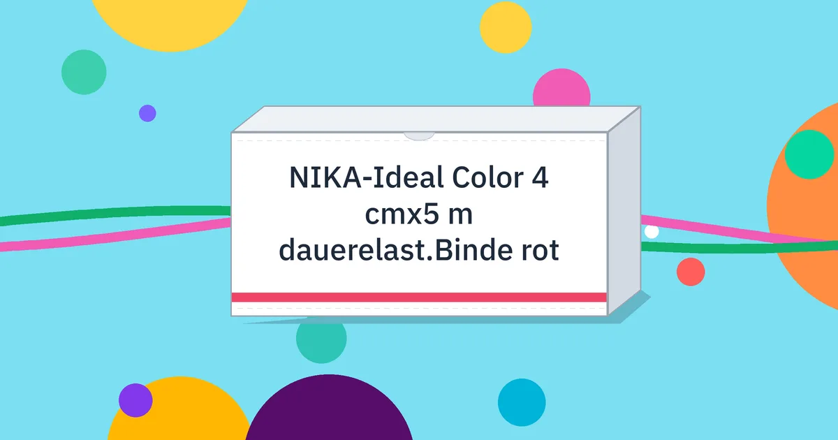 Symbolbild: Packung mit der Aufschrift NIKA-Ideal Color 4 cmx5 m dauerelast.Binde rot (PZN 14235882) – Verfügbarkeit und Bezug in Apotheken in Frankfurt am Main