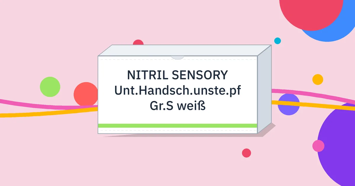 Symbolbild: Packung mit der Aufschrift NITRIL SENSORY Unt.Handsch.unste.pf Gr.S weiß (PZN 14272268) – Verfügbarkeit und Bezug in Apotheken in Frankfurt am Main