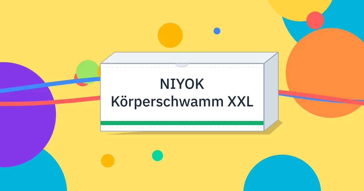Symbolbild: Packung mit der Aufschrift NIYOK Körperschwamm XXL (PZN 19543803) – Verfügbarkeit und Bezug in Apotheken in Frankfurt am Main