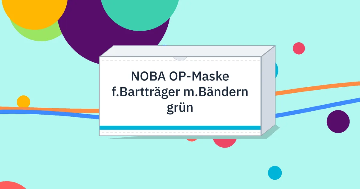 Symbolbild: Packung mit der Aufschrift NOBA OP-Maske f.Bartträger m.Bändern grün (PZN 02145978) – Verfügbarkeit und Bezug in Apotheken in Frankfurt am Main