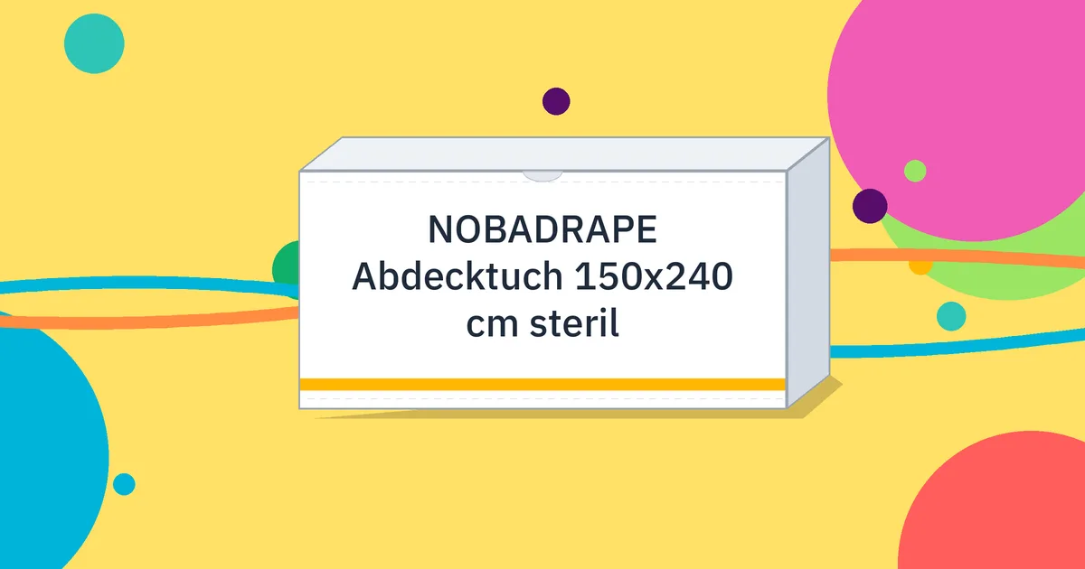 Symbolbild: Packung mit der Aufschrift NOBADRAPE Abdecktuch 150x240 cm steril (PZN 03914870) – Verfügbarkeit und Bezug in Apotheken in Frankfurt am Main