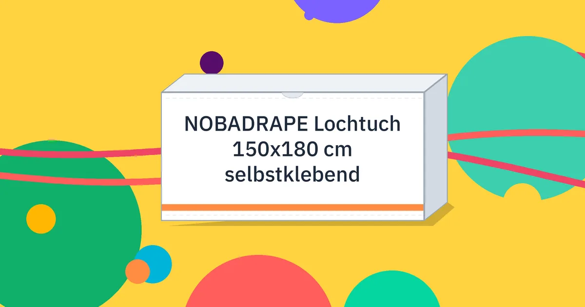 Symbolbild: Packung mit der Aufschrift NOBADRAPE Lochtuch 150x180 cm selbstklebend (PZN 02292573) – Verfügbarkeit und Bezug in Apotheken in Frankfurt am Main