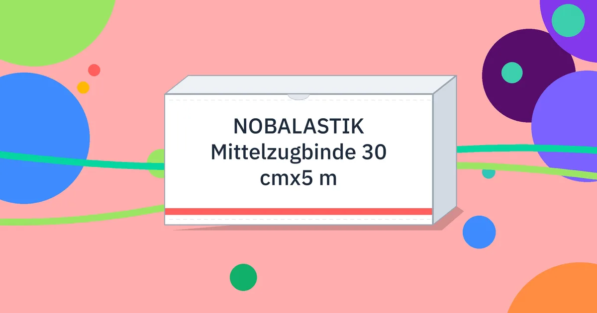 Symbolbild: Packung mit der Aufschrift NOBALASTIK Mittelzugbinde 30 cmx5 m (PZN 02704886) – Verfügbarkeit und Bezug in Apotheken in Frankfurt am Main